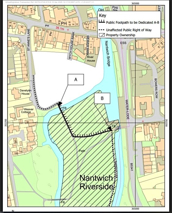 New Public Footpath dedicated on Mill Island in Nantwich